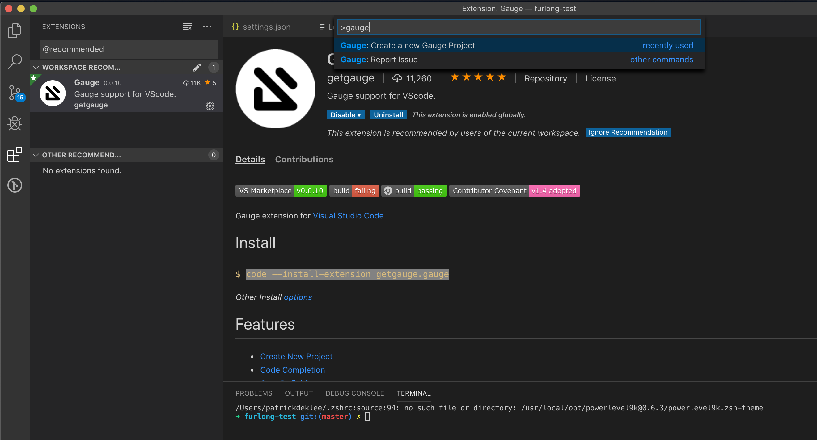 Installation Issue: No Commands or Peek Definition on Mac · Issue #402 · getgauge/gauge-vscode ...