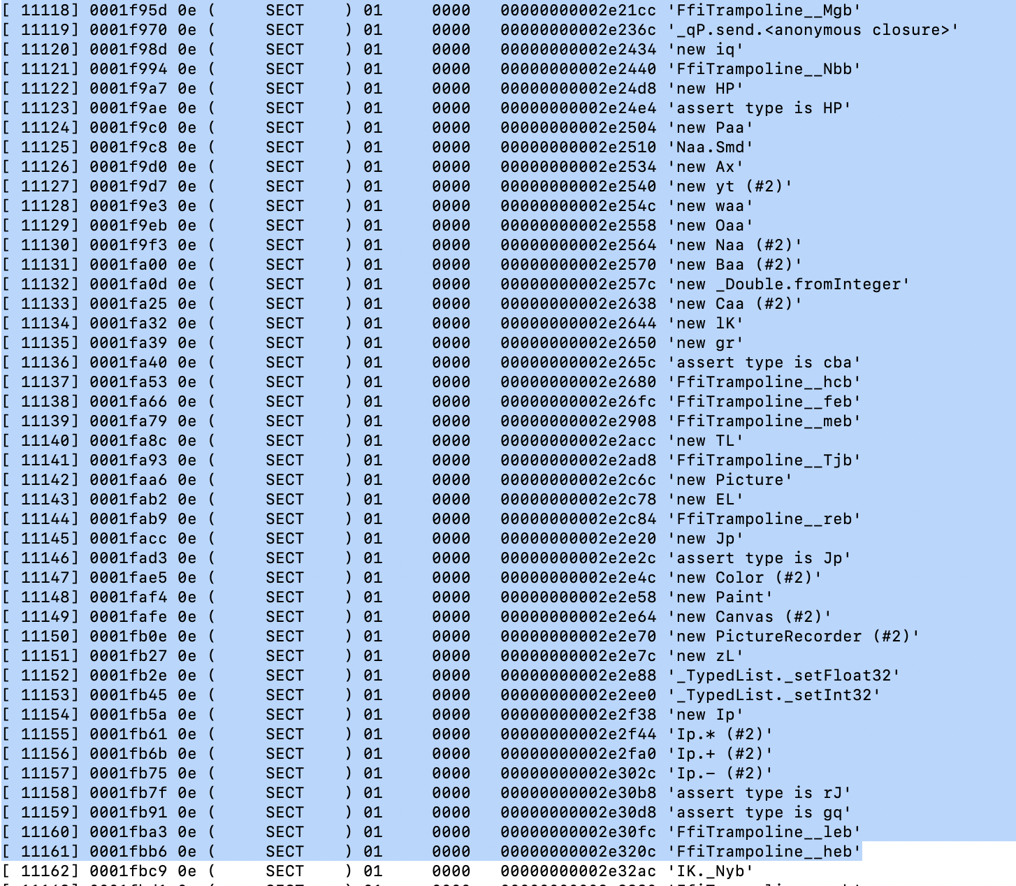 dSYMs contain obfuscated symbols in the symbol table section when `--obfuscate` flag is on for ...