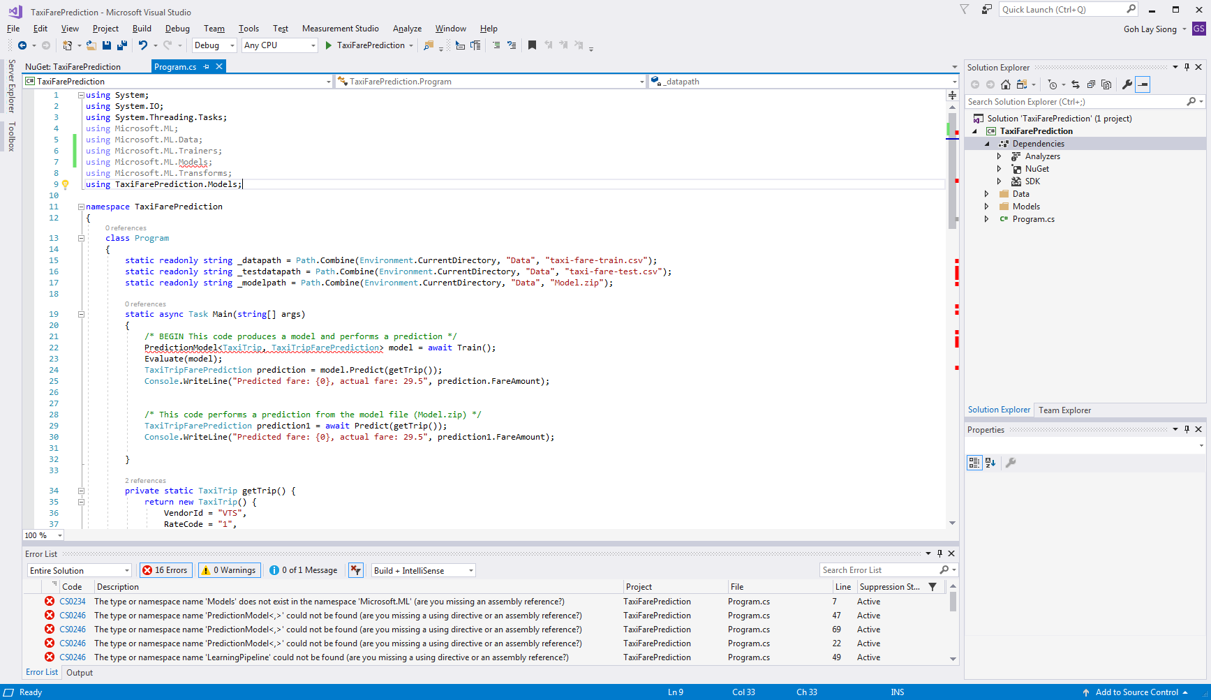 Type And Namespaces Name Xxx Does Not Exist In Microsoft Ml 1 3 0