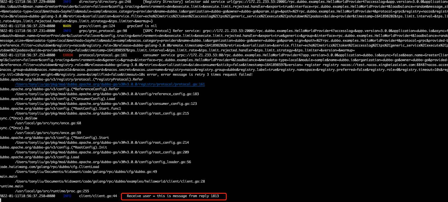 nacos+grpc client 启动报错，可以正常访问 · Issue #1708 · apache/dubbo-go · GitHub