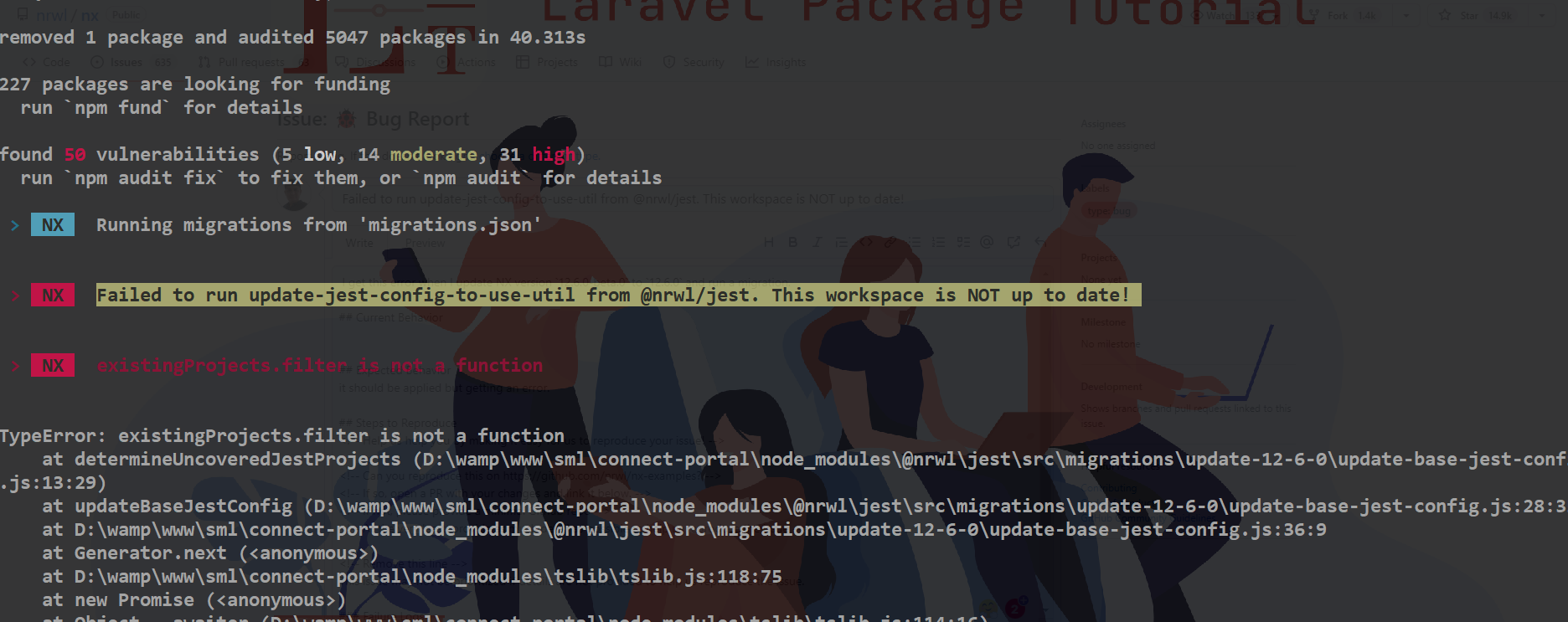 Failed To Run Update Jest Config To Use Util From Nrwl Jest This Workspace Is Not Up To Date