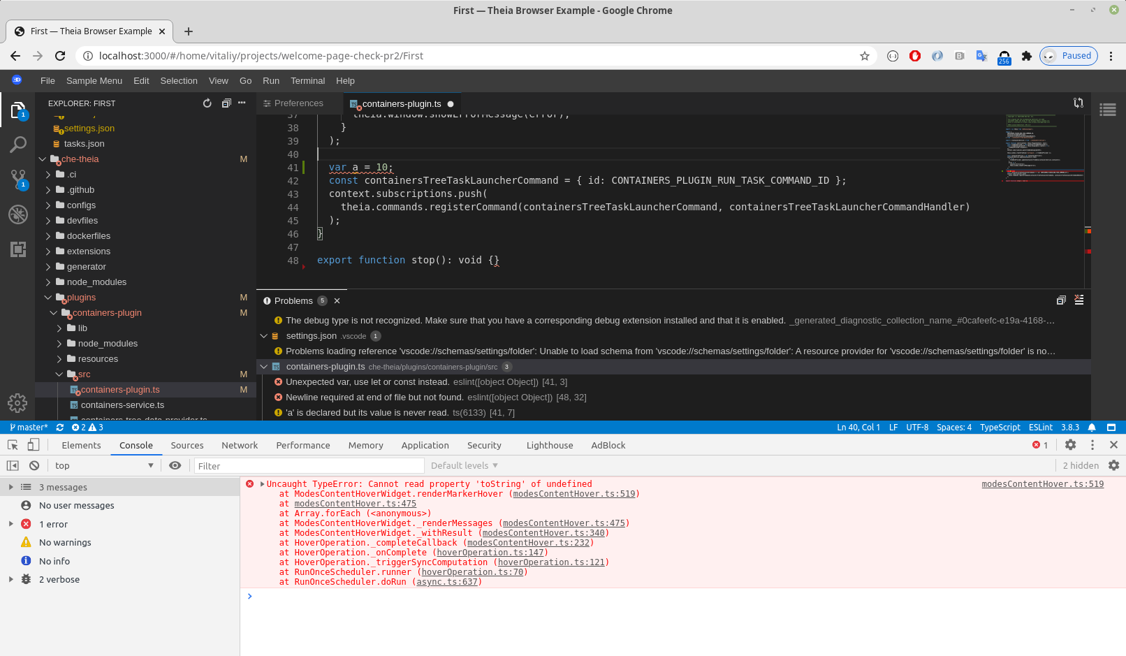 [vscode] Cannot display hover when ES Lint extension is running · Issue #8764 · eclipse-theia ...