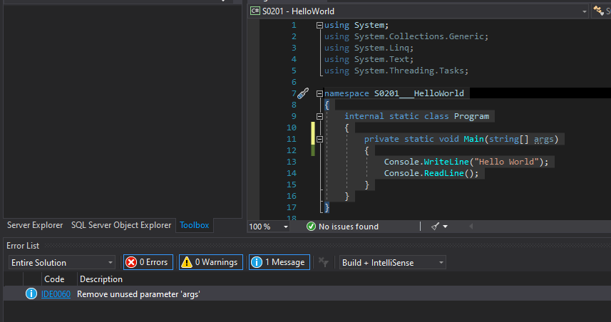 IDE0060 false positive for Main(string[] args) · Issue #37329 · dotnet ...