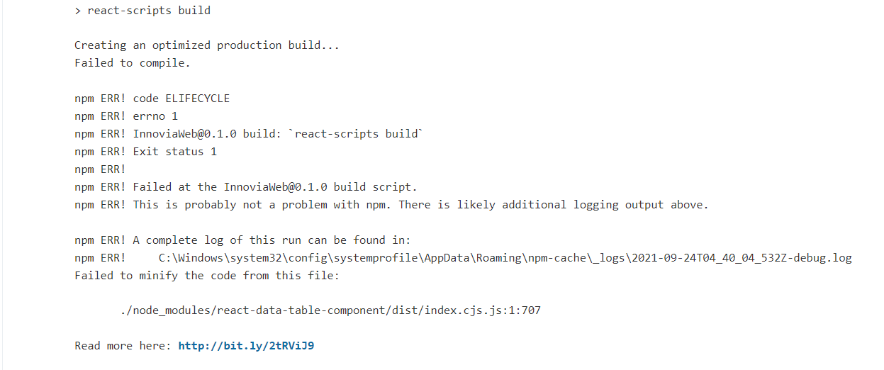 Package fails to minify while creating an optimized production build ...