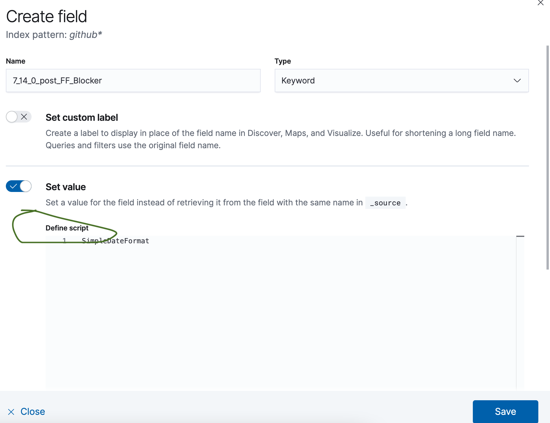 Ux Issue Define Script Label Is Clickable In Create Field Flyout But Clicking It Does