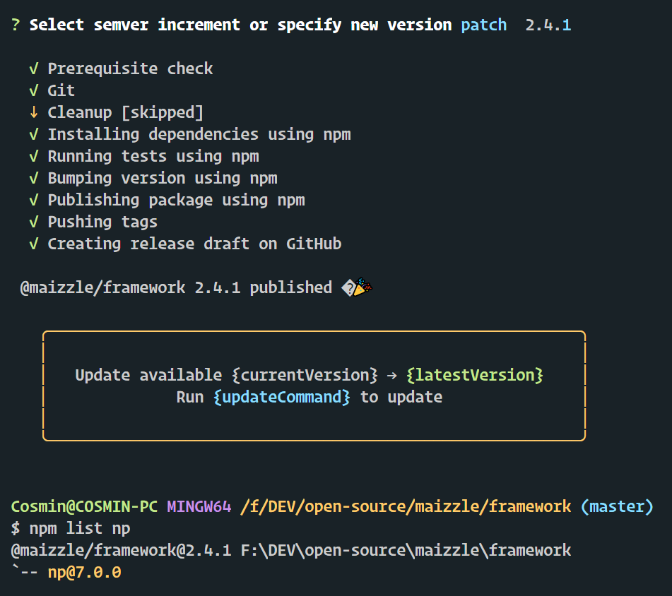Broken update notification in 7.0.0 · Issue #575 · sindresorhus/np · GitHub