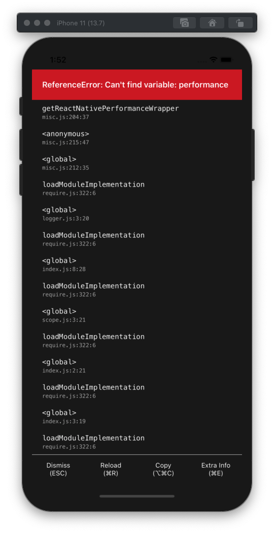 ReferenceError: Can't fin variable: performance · Issue #1090 · getsentry/sentry-react-native ...