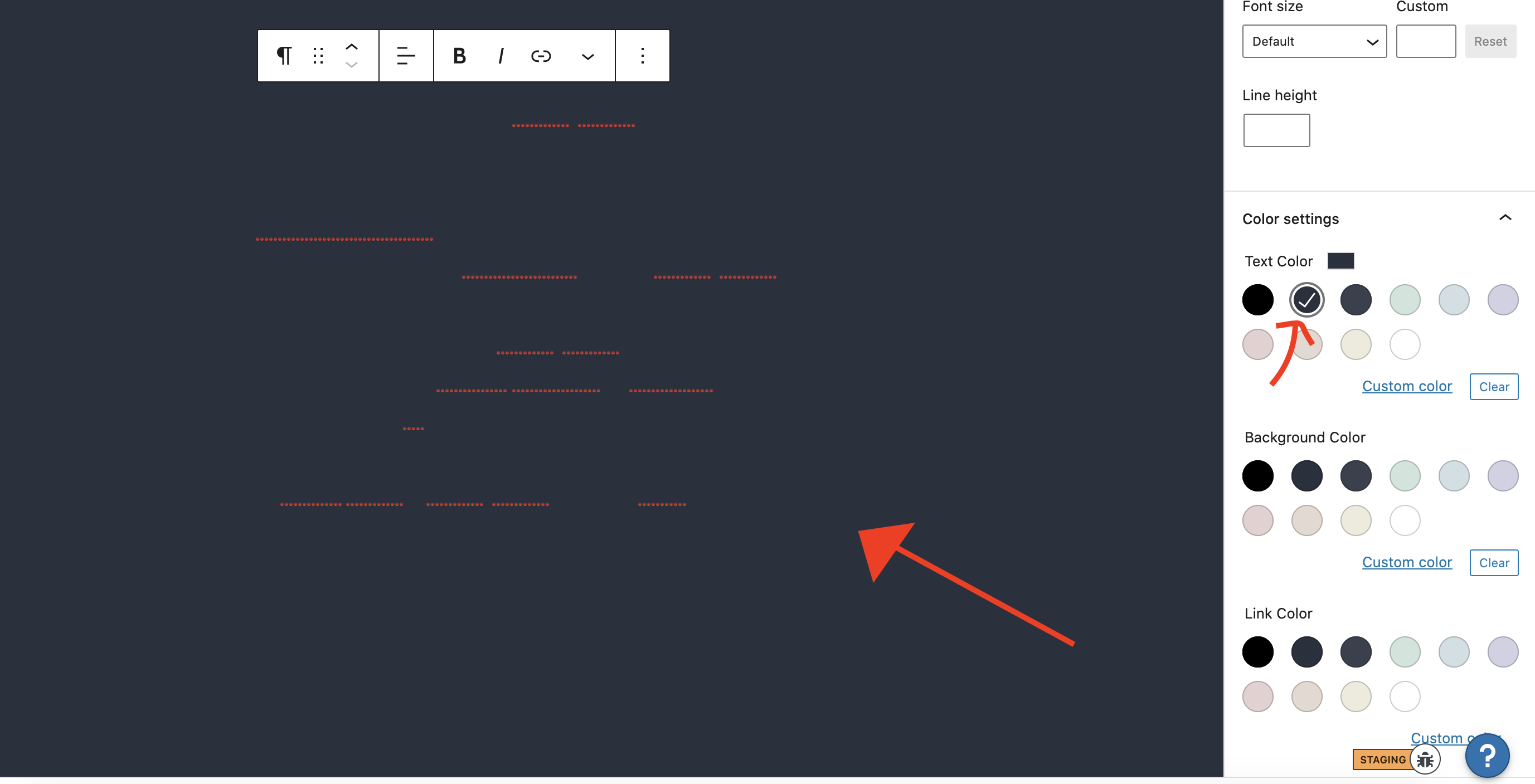 Twenty Twenty One: Dark mode and default text color options in paragraph block too similar ...