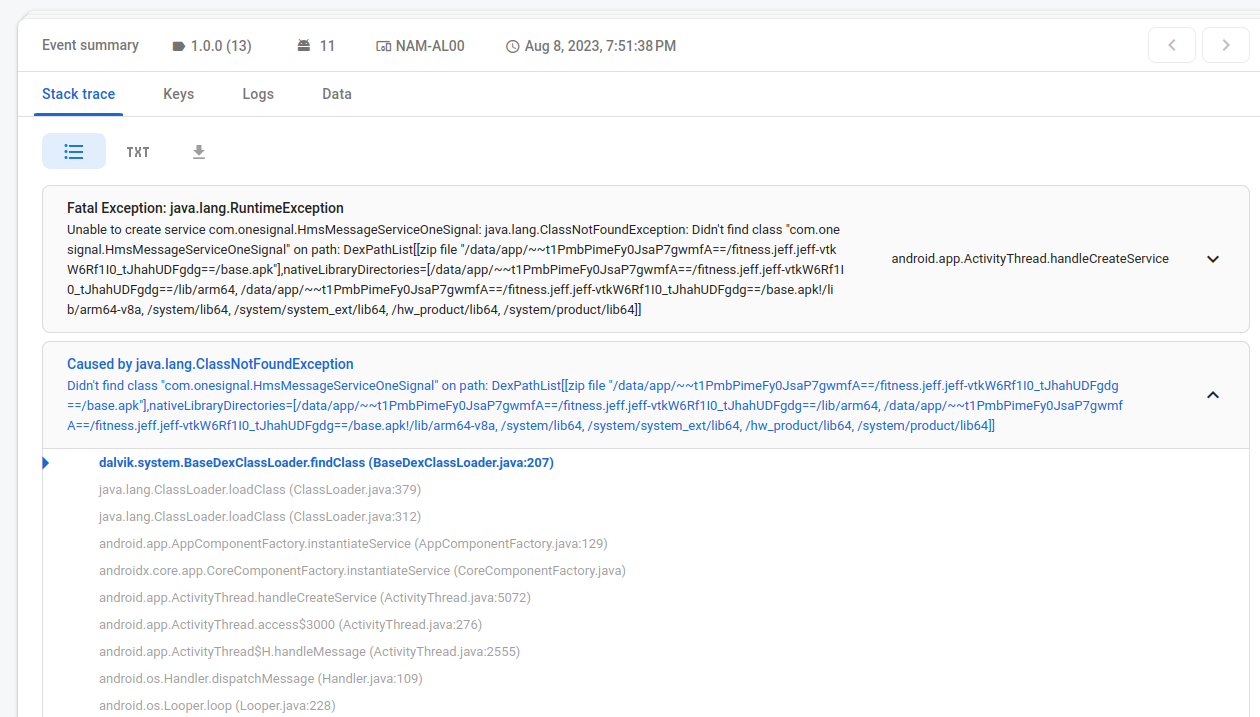 Unable to instantiate service com.onesignal.HmsMessageServiceOneSignal · Issue #1262 · OneSignal ...