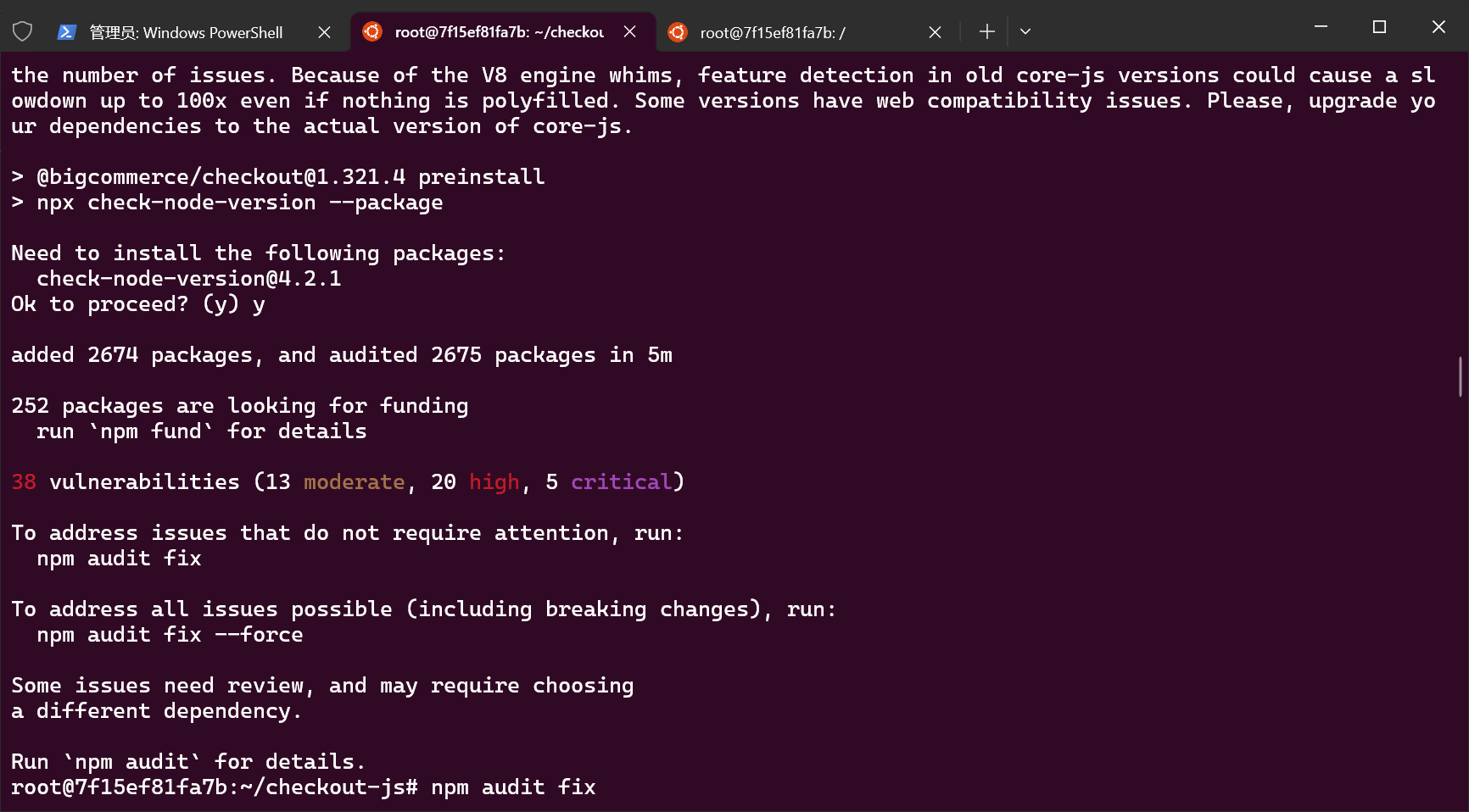 Support: npm ci failed for ubuntu22.04 · Issue #1300 · bigcommerce/checkout-js · GitHub