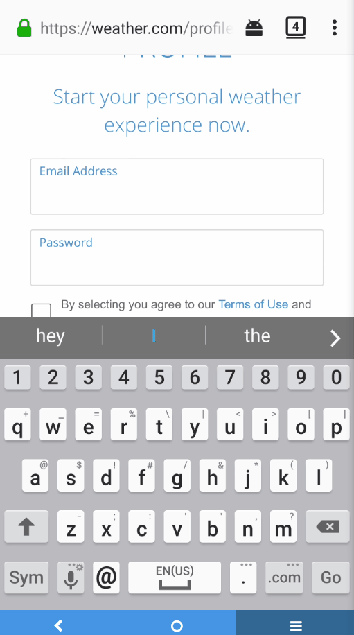 www.weather.com - Unable to type in the Email Address field · Issue ...