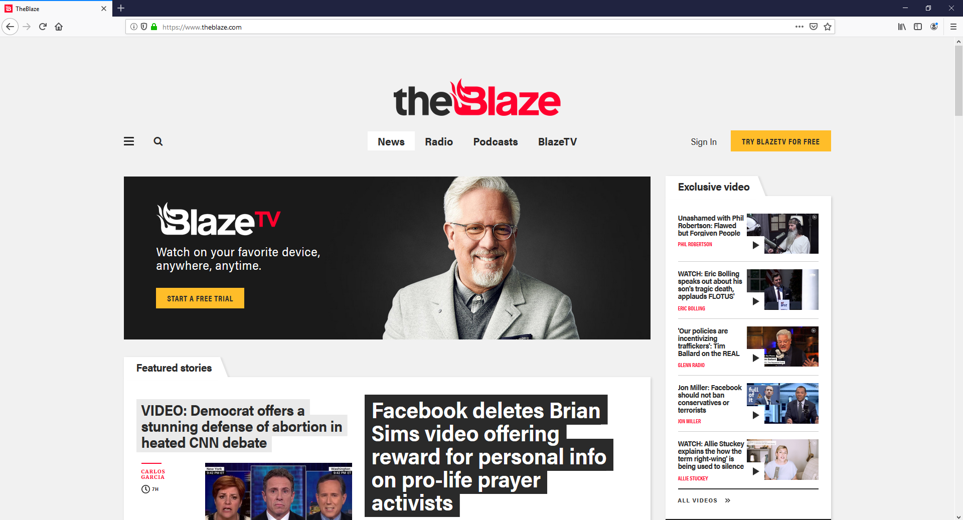 www.theblaze.com - desktop site instead of mobile site · Issue #30409 ...