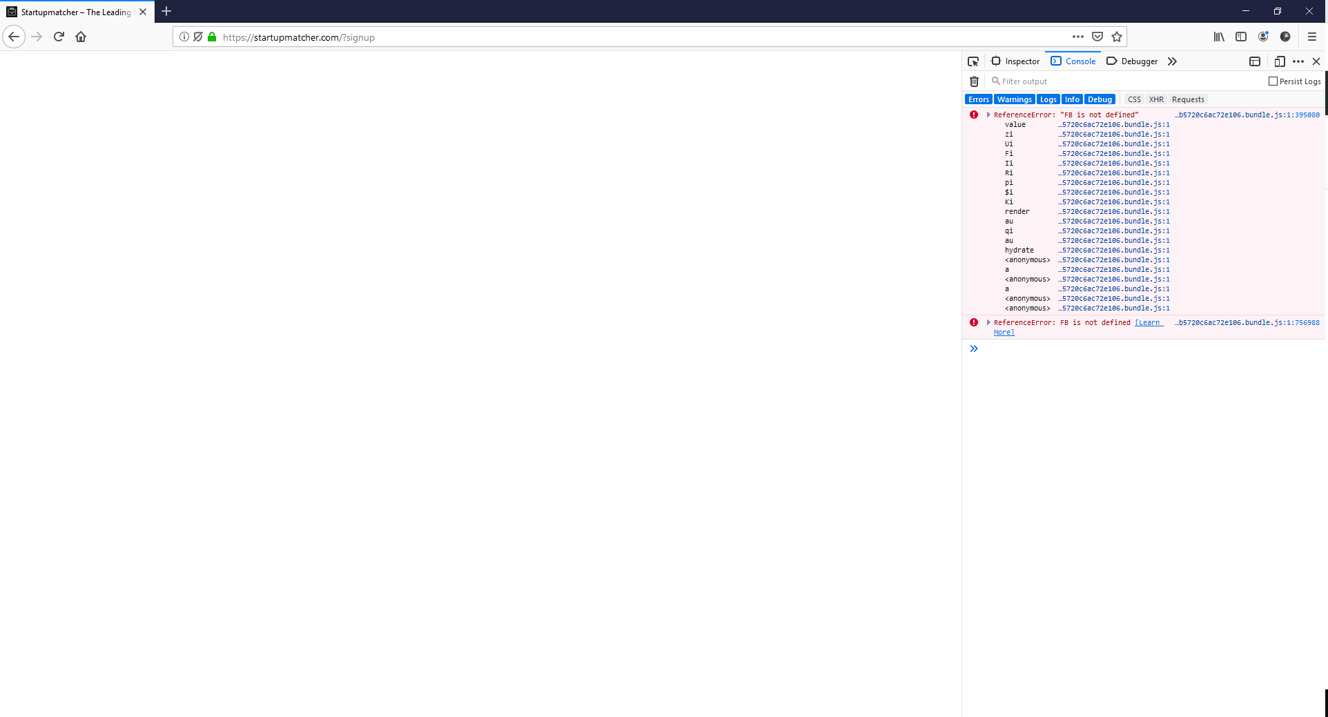 startupmatcher.com - The website is not loaded · Issue #31530 · webcompat/web-bugs · GitHub
