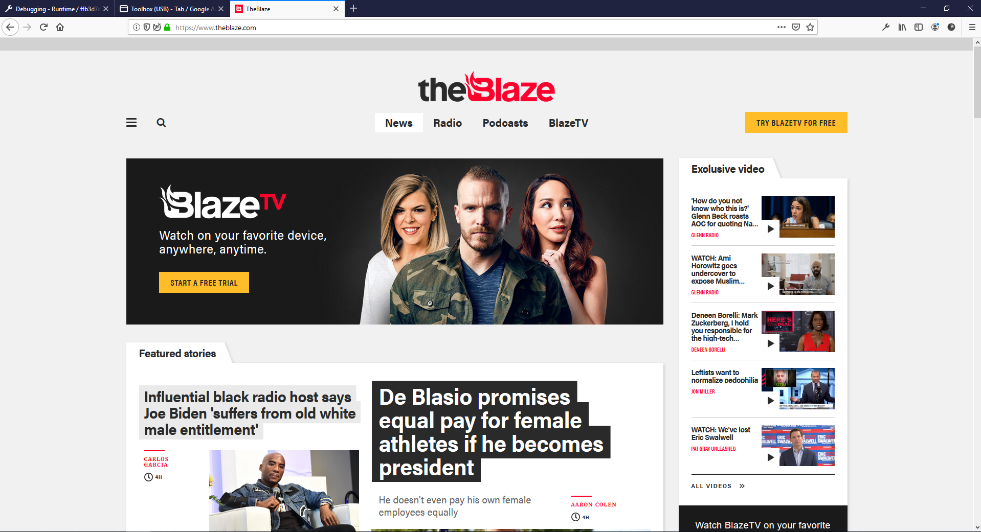 www.theblaze.com - desktop site instead of mobile site · Issue #34893 ...