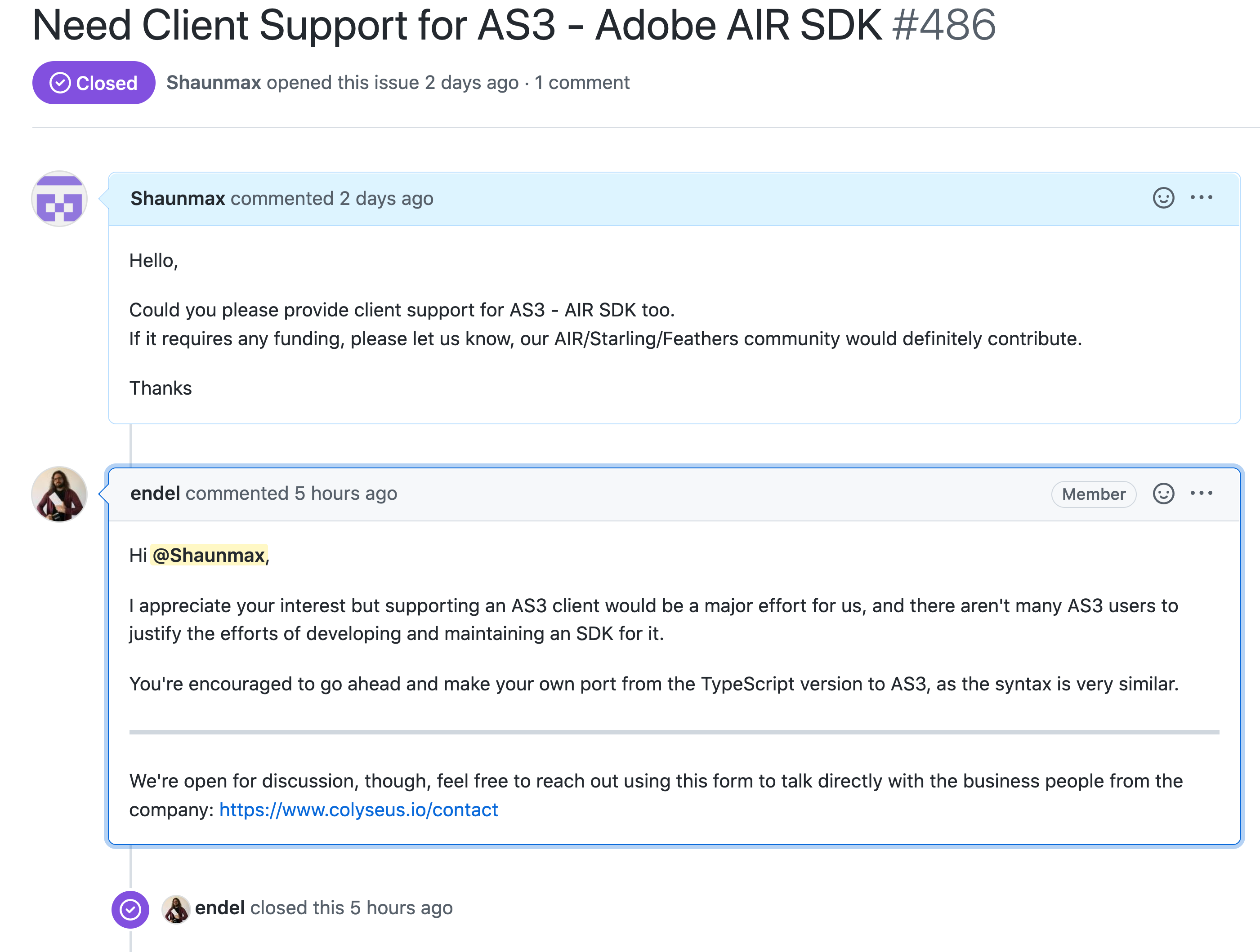 BaaS service providers dropping AS3/AIR sdk support · airsdk Adobe-Runtime-Support · Discussion ...