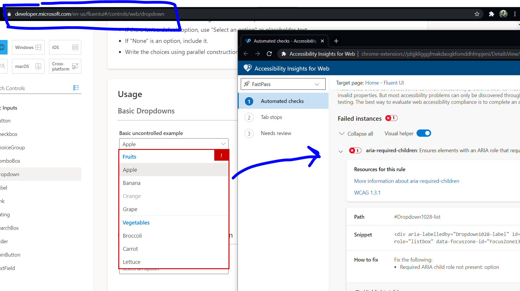 DropDown with Headers fails 'aria-required-children' · Issue #16841 · microsoft/fluentui · GitHub