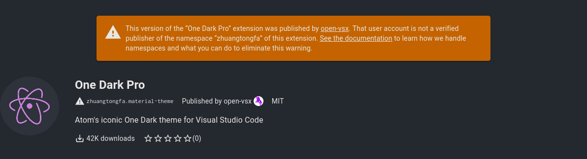 Open VSX · Issue #607 · Binaryify/OneDark-Pro · GitHub