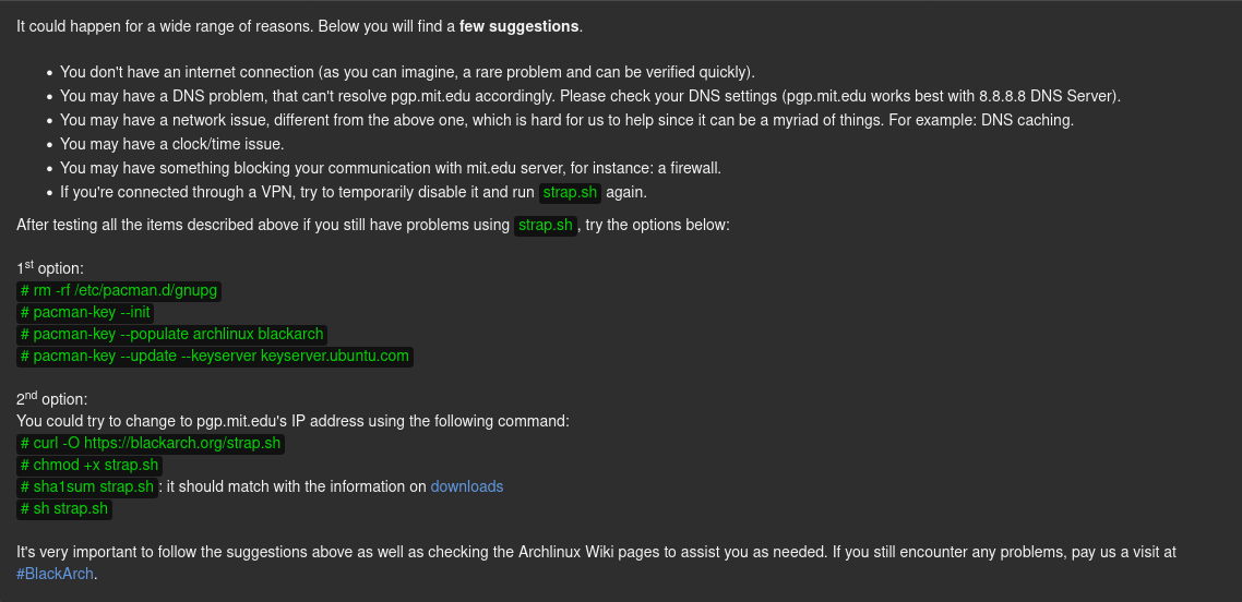 [help wanted] issue while running strap.sh · Issue #3392 · BlackArch/blackarch · GitHub