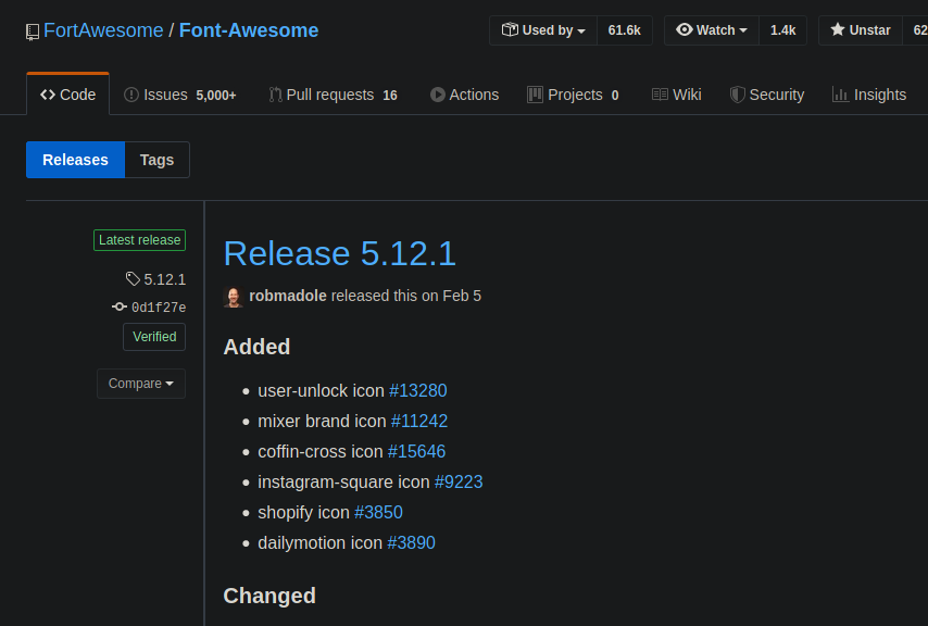 [Chore] Release on npm before github ? · Issue #16354 · FortAwesome/Font-Awesome · GitHub