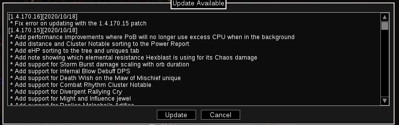 1.4.170.16 update broken · Issue #1688 · PathOfBuildingCommunity/PathOfBuilding · GitHub