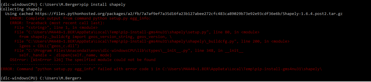 Error when upgrading to 2.1 on Windows (shapely does not work with pip ...