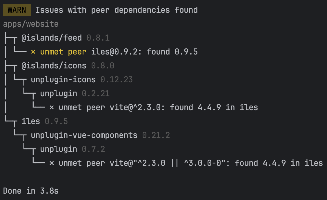 Issues with peer dependency versions · Issue #262 · ElMassimo/iles · GitHub