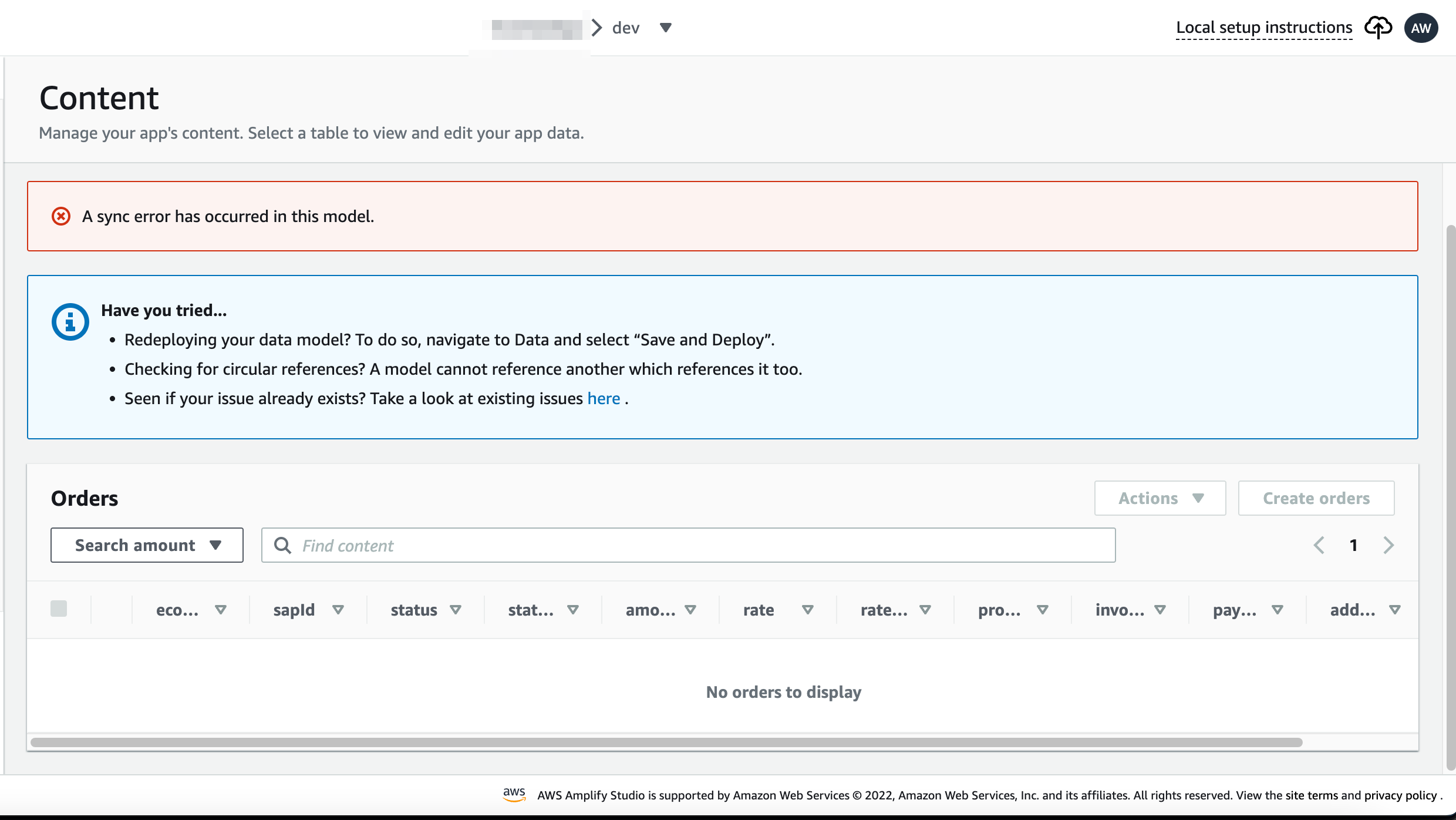 A sync error has occurred in this model · Issue #618 · aws-amplify/amplify-studio · GitHub
