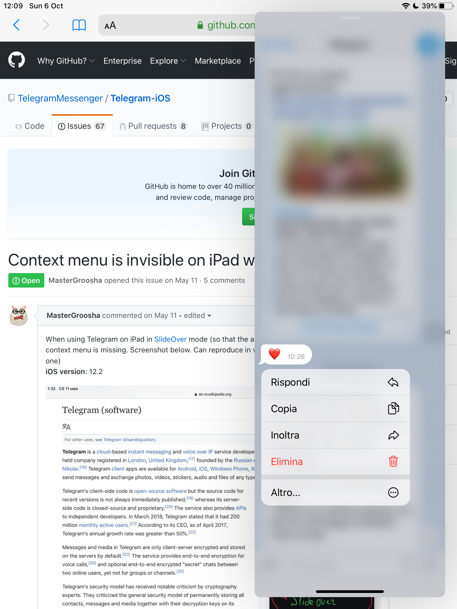 Context menu is invisible on iPad with Slide Over · Issue #40 · TelegramMessenger/Telegram-iOS ...