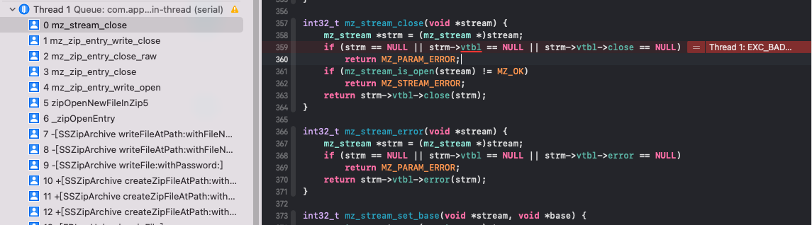App Crashed when create zip file, EXC_BAD_ACCESS · Issue #584 · ZipArchive/ZipArchive · GitHub