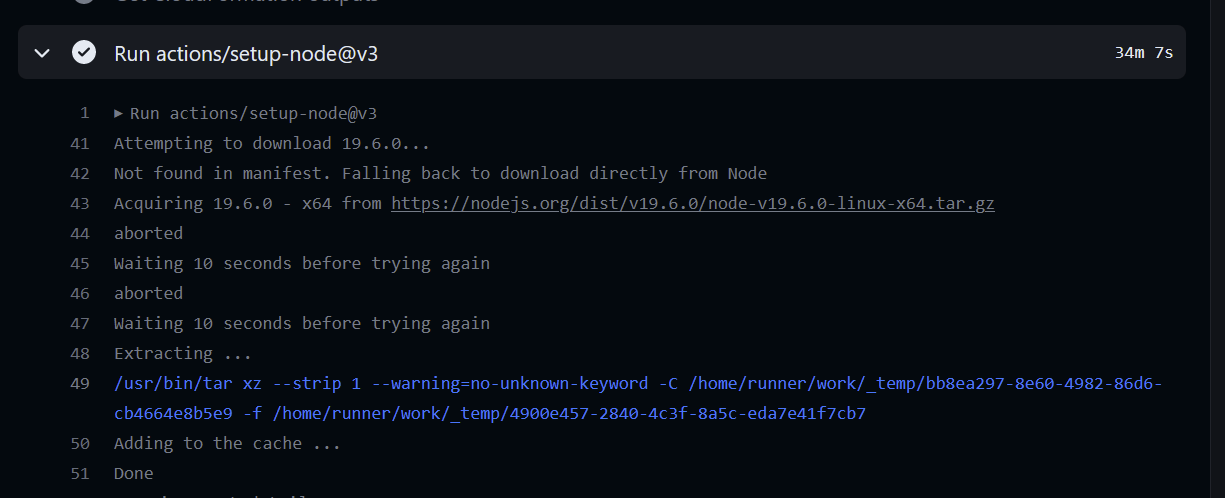 Installing Node@19.6.0 fails continuously for unknown reasons. · Issue #838 · actions/setup-node ...