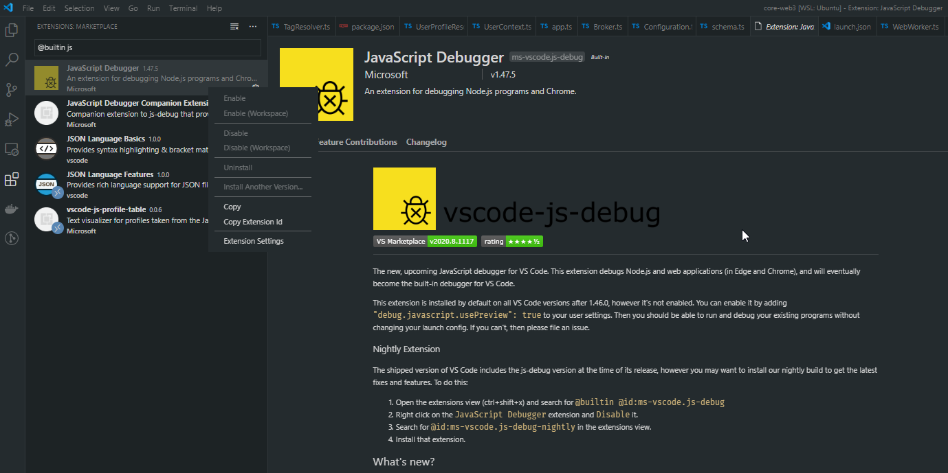 Unable to re-enable builtin extension · Issue #104473 · microsoft ...