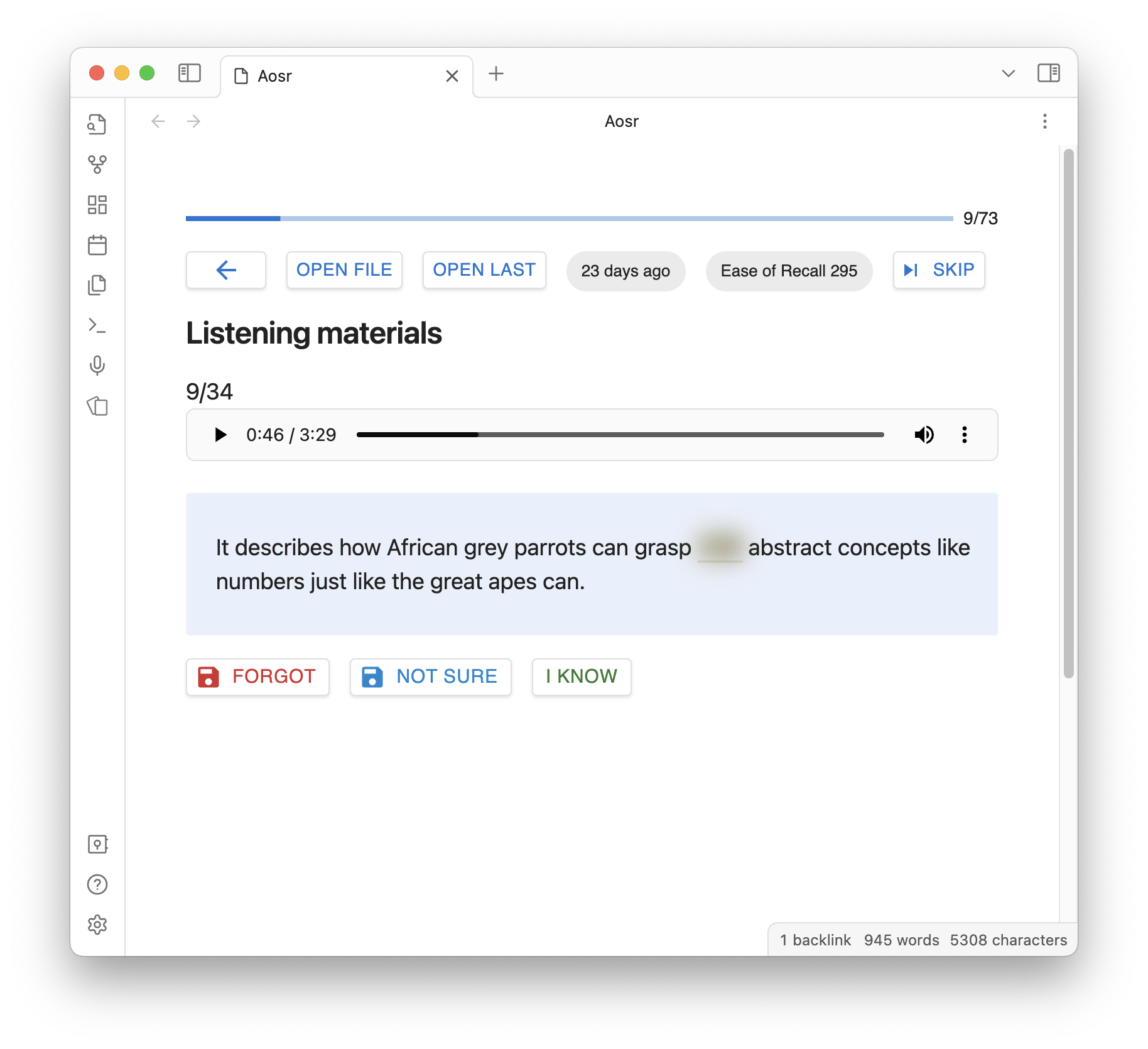 GitHub - linanwx/aosr: Aosr is Another Obsidian plugin for Spaced Repetition.