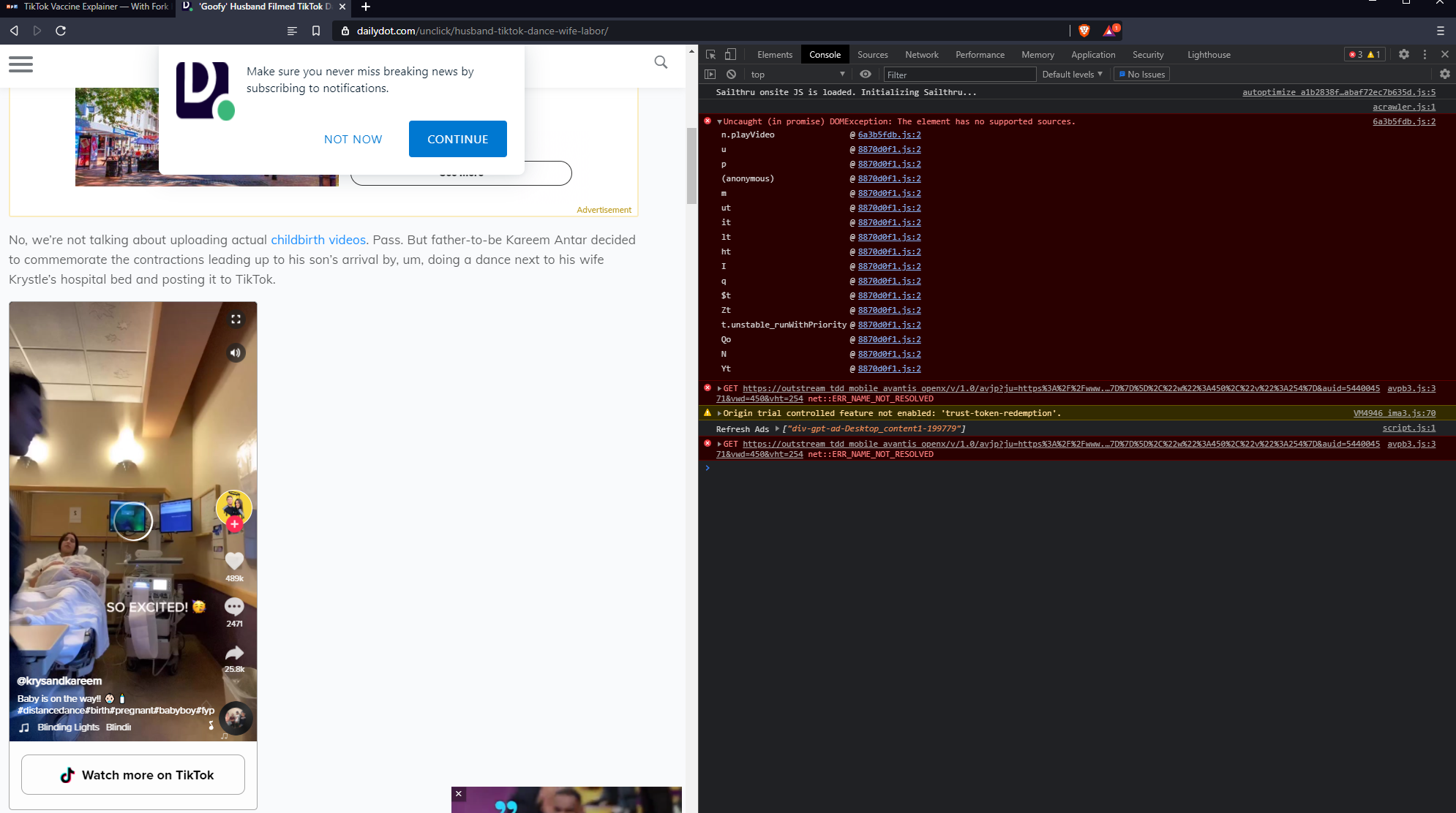 [Desktop] Embedded Tik-Tok videos not playing · Issue #9028 · brave/brave-browser · GitHub
