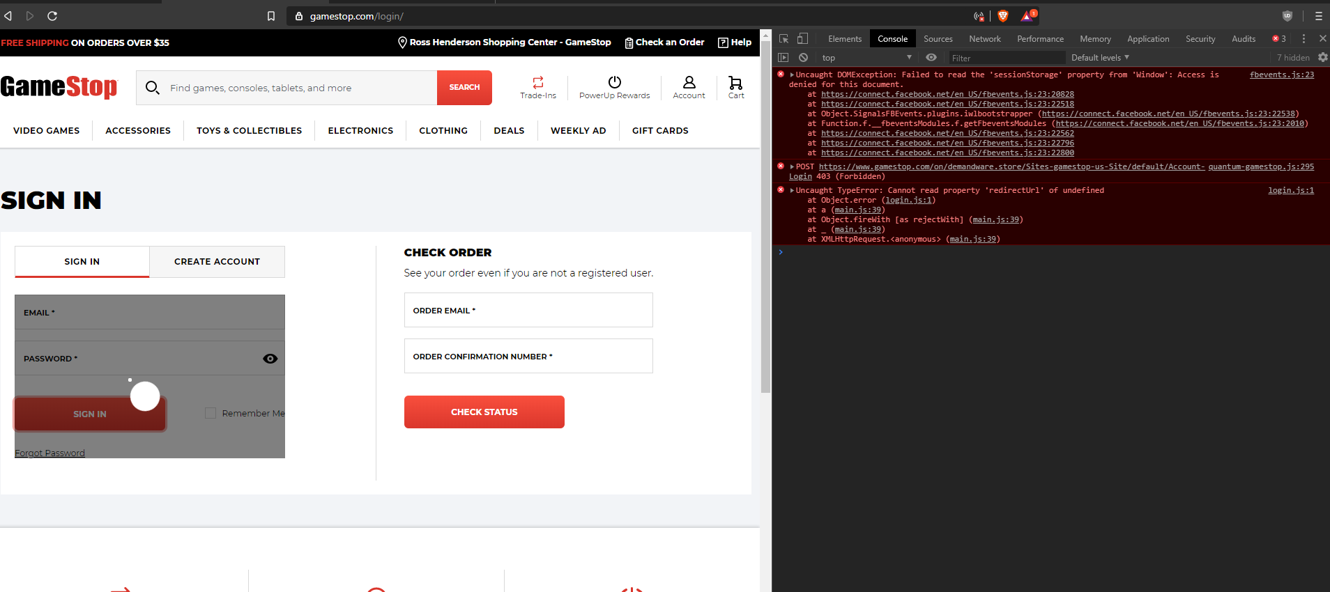 [Webcompat] https://www.gamestop.com/login/ failing · Issue #9743 ...