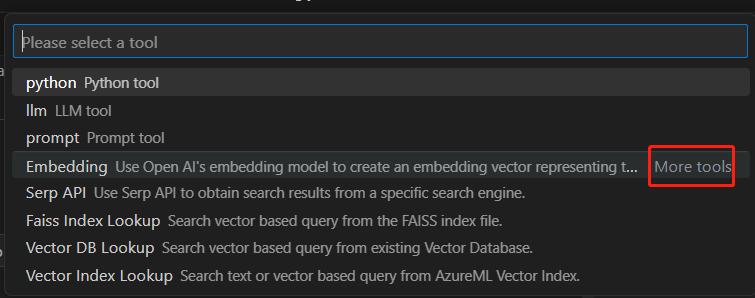 [vsc extension] lets remove the more tools in the tools dropdown · Issue #300 · microsoft ...