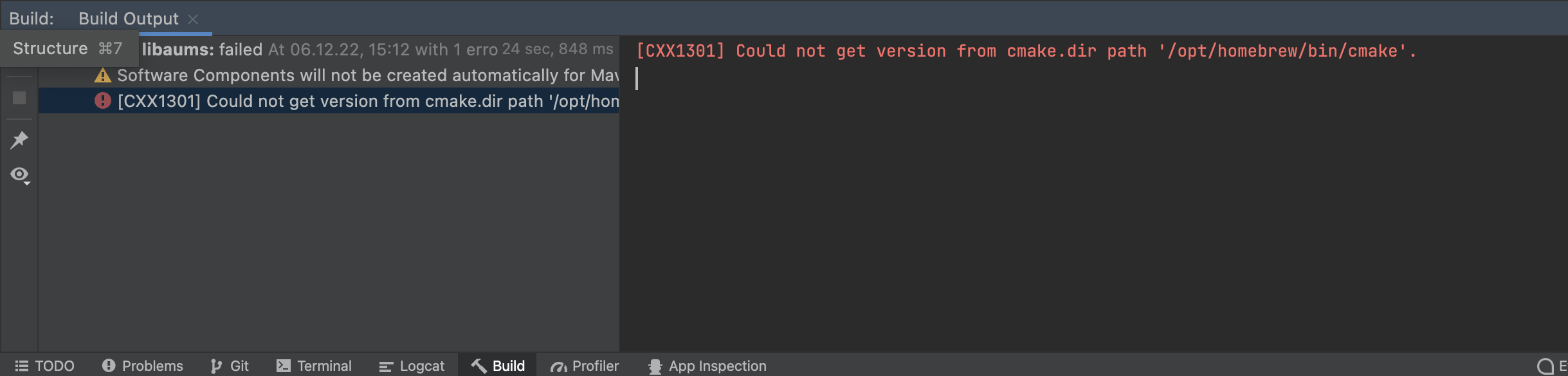 [bug] [cxx1301] Could Not Get Version From Cmake Dir Path Opt
