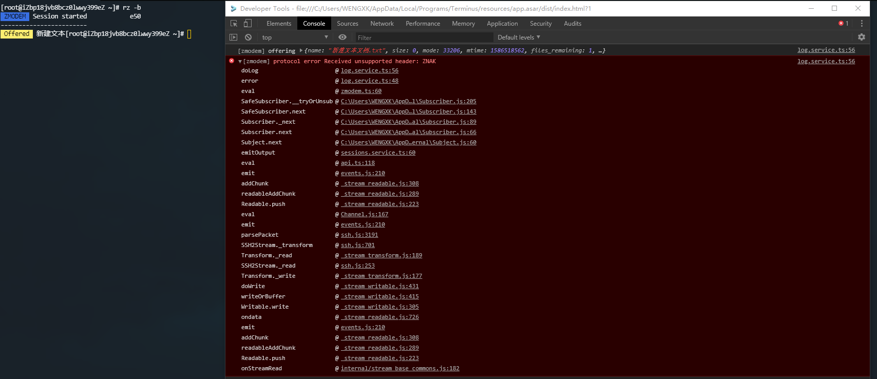 rz -b does't work, sz works well · Issue #2375 · Eugeny/tabby · GitHub