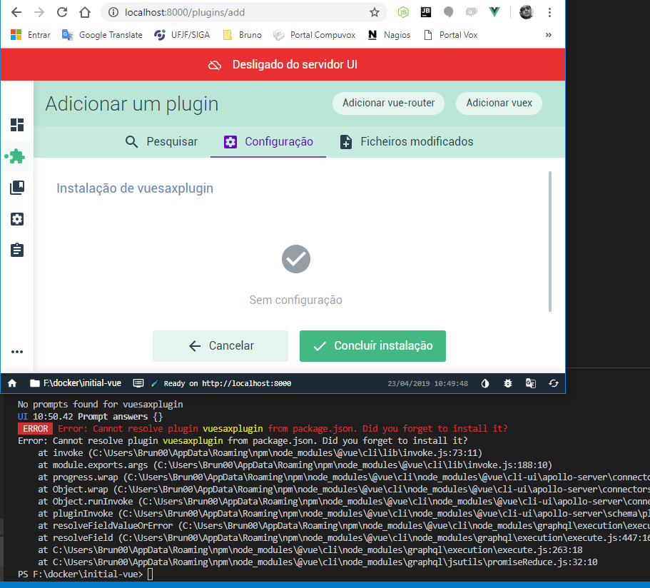 Browser plugin in ui with windows · Issue #3872 · vuejs/vue-cli · GitHub