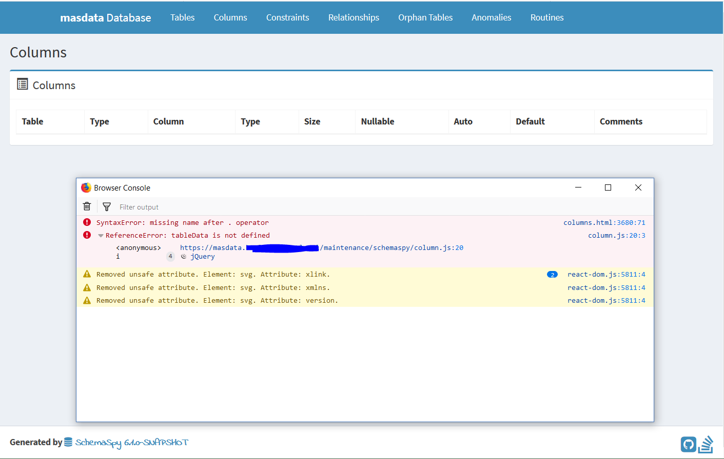 No columns listed in report · Issue #540 · schemaspy/schemaspy · GitHub