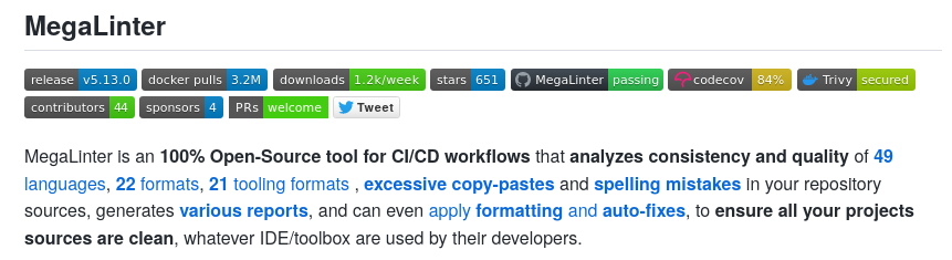 MegaLinter "About" text is outdated. · Issue #1497 · oxsecurity/megalinter · GitHub