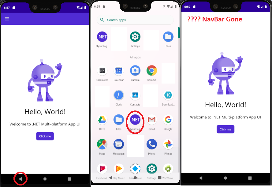 In FlyoutPageSample, The Navigationbar is removed when we go back and ...