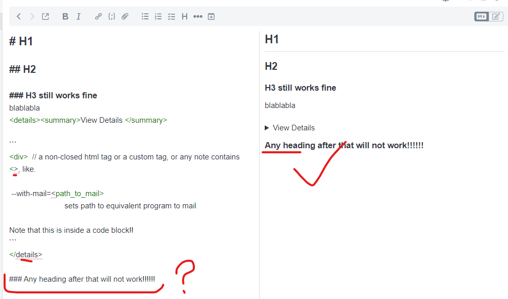 markdown grammar highlight is not working properly in markdown editor ...
