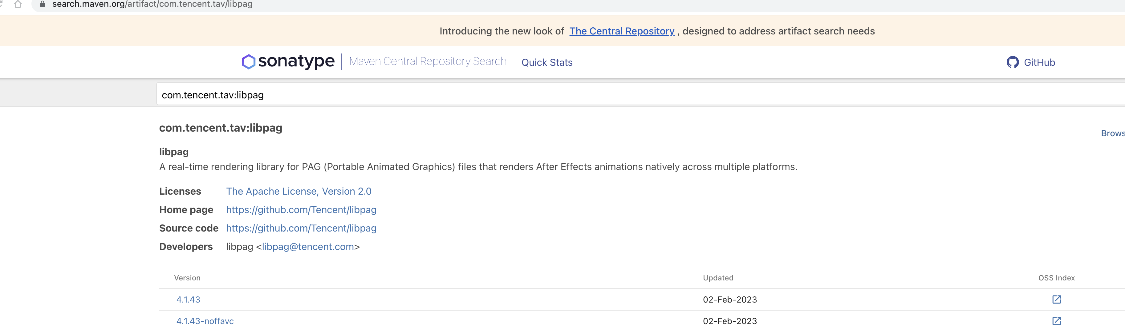 could not find Version 4.1.43 · Issue #708 · Tencent/libpag · GitHub
