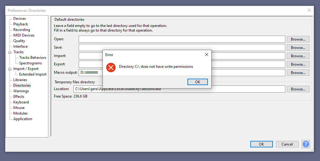 Audacity crashes when the output directory for Macros is set to C:\ · Issue #1174 · audacity ...