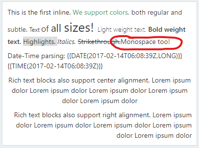 [TS] RichTextBlock missing monospace rendering · Issue #2852 · microsoft/AdaptiveCards · GitHub