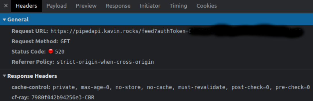 Call To Feedauthtoken Token Returning 520 · Issue 2096 · Teampipedpiped · Github