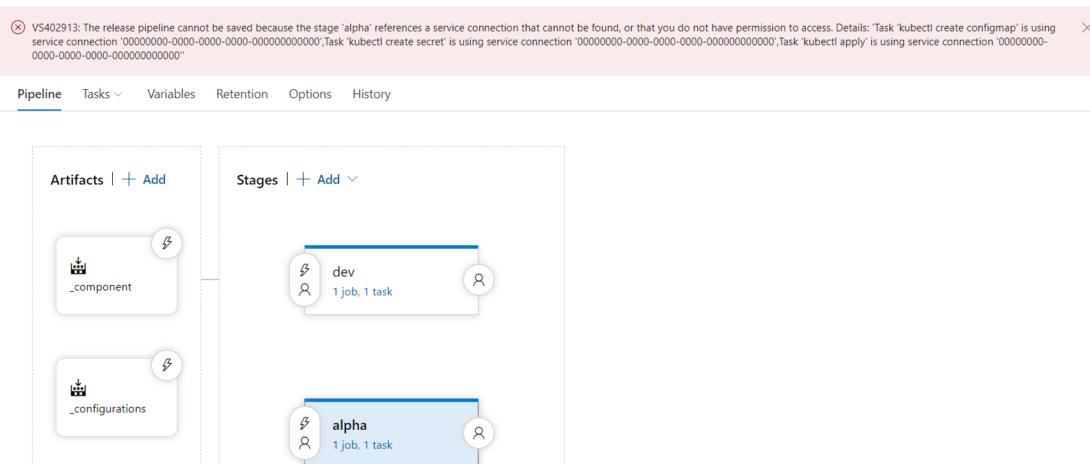 Kubectl: Failure when using release variables in K8s Service connection ...
