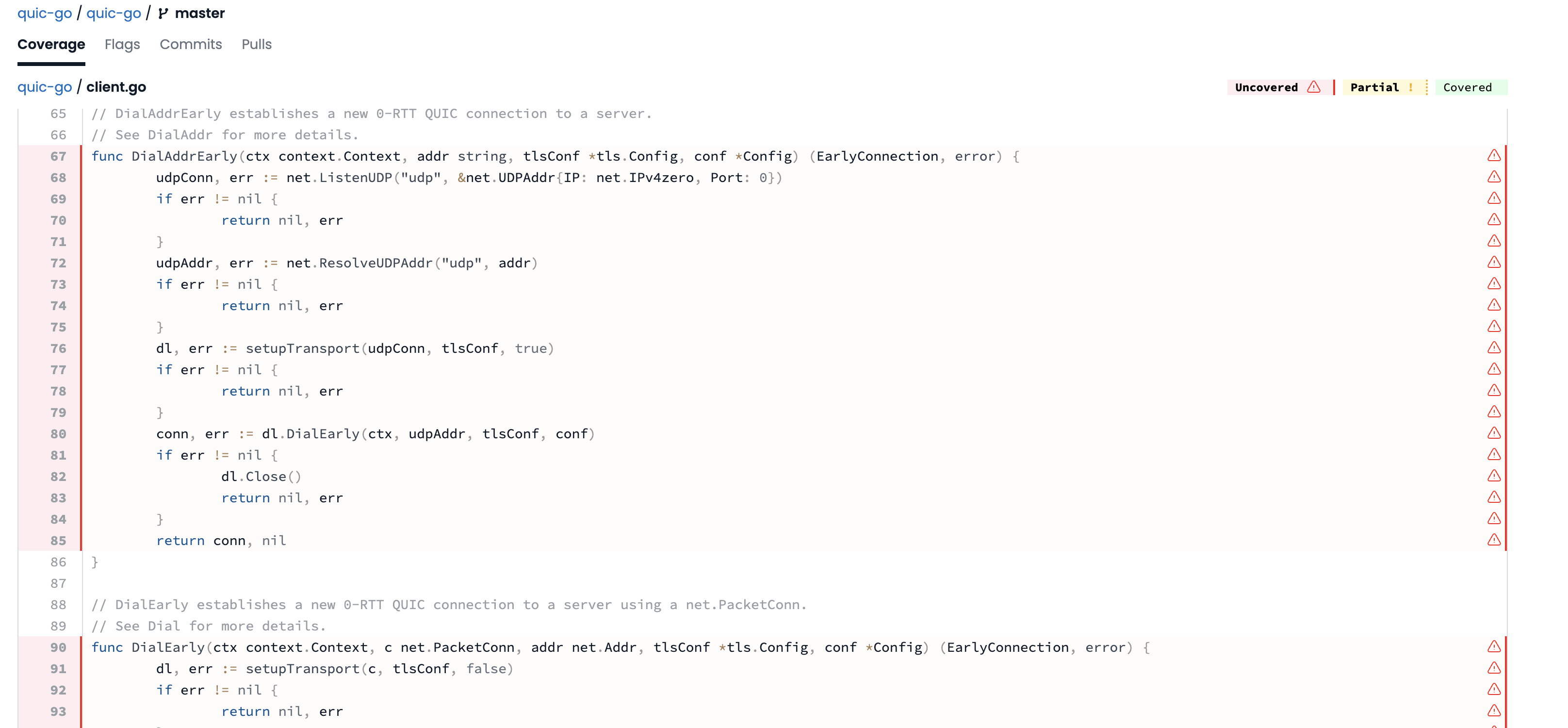 Codecov shows uncovered code, as integrationtests are not considered ...