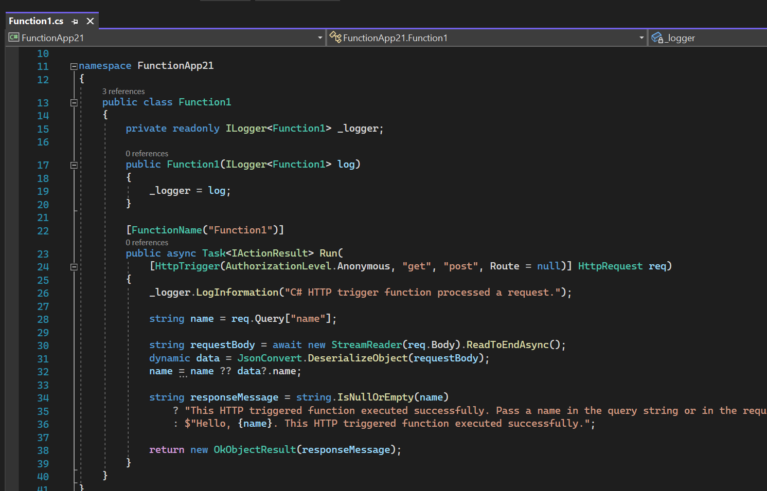 Difference In Trigger Code When Creating V4 Function App From Vs2022