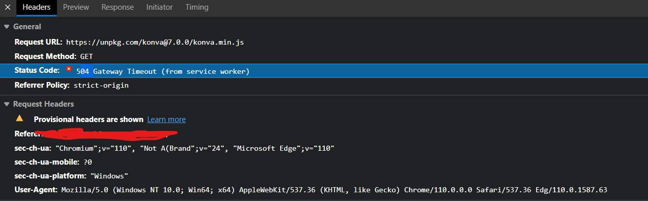Getting 504 Error To Get Konva Min Js Package Library Konva700konvamin 